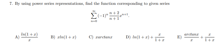 Solved 7. By using power series representations, find the | Chegg.com