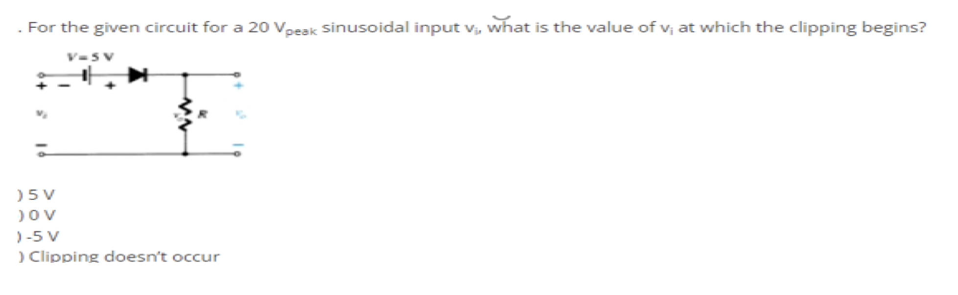 Solved . For the given circuit for a 20vpeak sinusoidal | Chegg.com