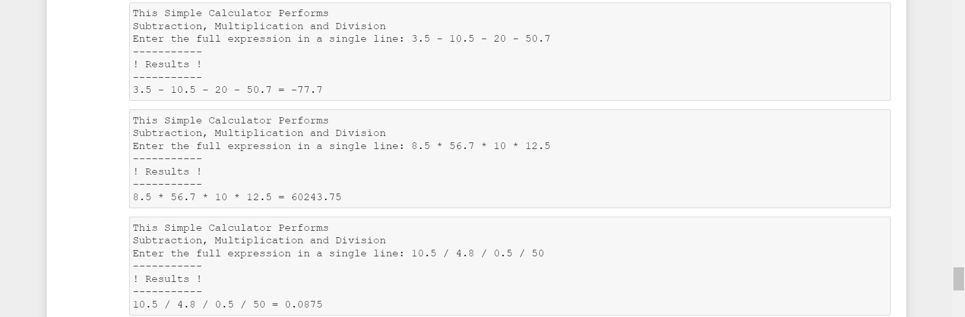 Solved Write a program that reads the expression as one line | Chegg.com