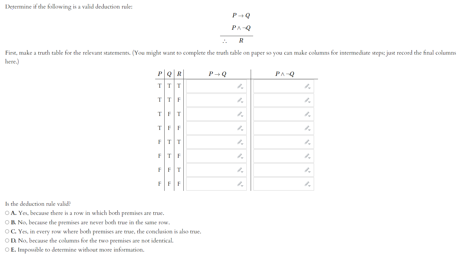 Solved Determine if the following is a valid deduction rule: | Chegg.com