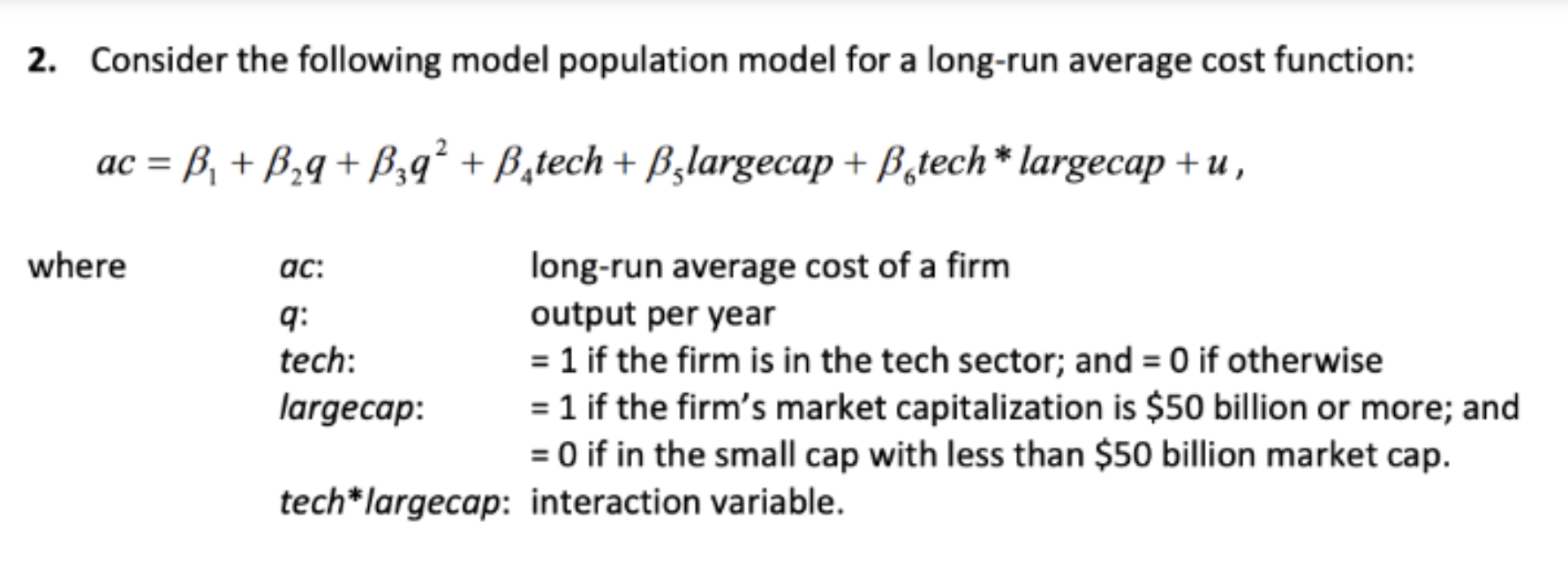 Solved 2. Consider the following model population model for | Chegg.com