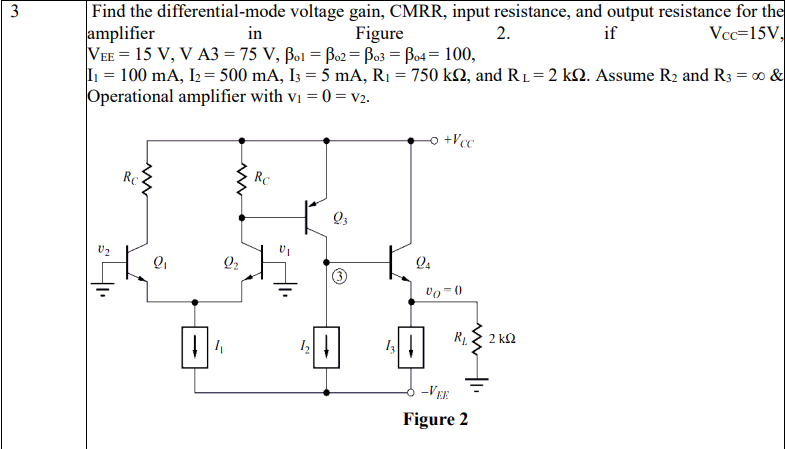 Solved Find the differential-mode voltage gain, CMRR, input | Chegg.com Solved Find the differential-mode voltage gain, CMRR, input | Chegg.com