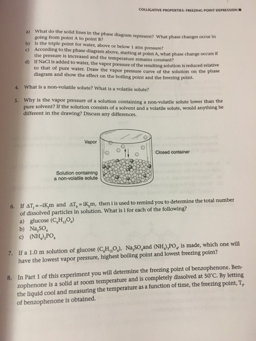 Solved COLLIGATIVE PROPERTIES: FREEZING POINT DEPRESSION a) | Chegg.com