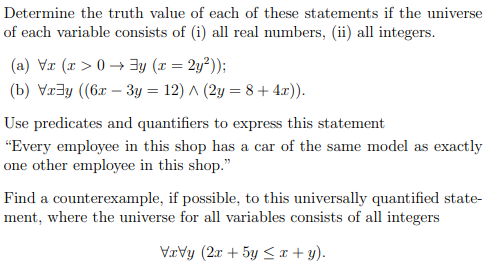 Solved Determine the truth value of each of these statements | Chegg.com