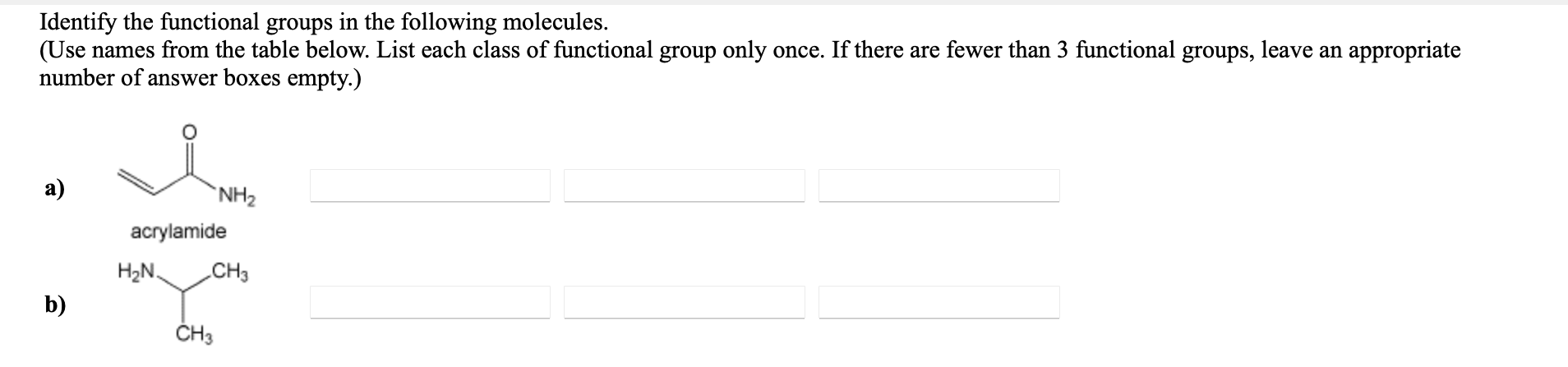 Solved Identify the functional groups in the following | Chegg.com