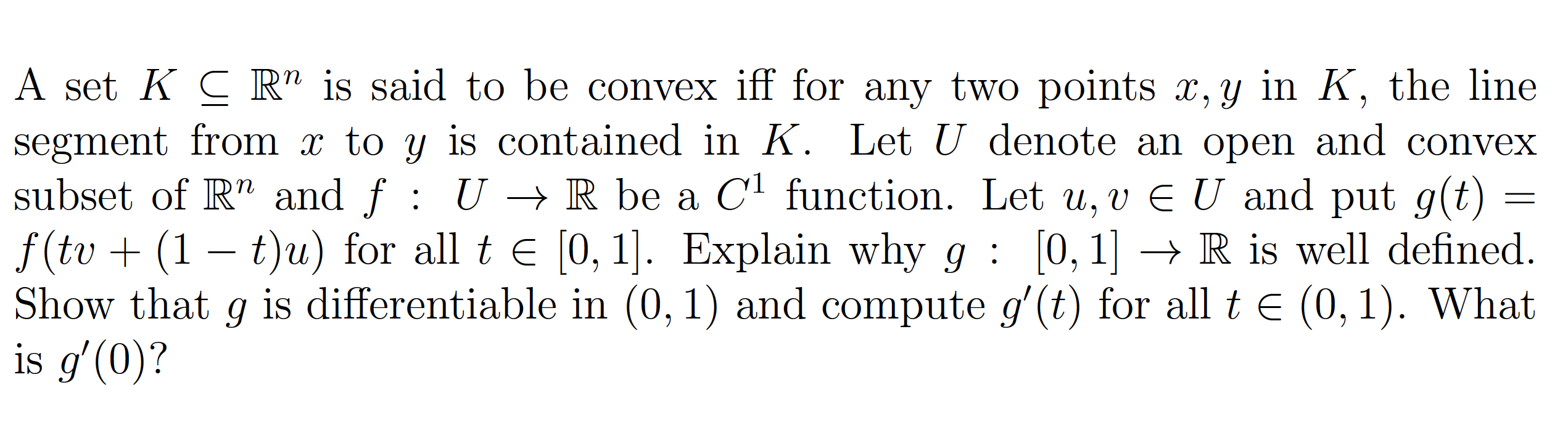 Solved A set K CR” is said to be convex iff for any two | Chegg.com