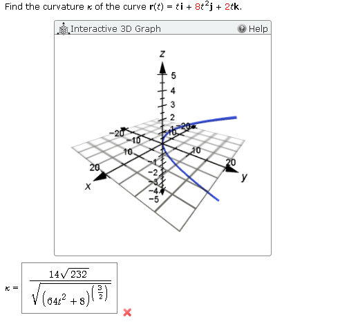 Solved Find the curvature x of the curve r(t)=ti+8t2j+2tk. | Chegg.com