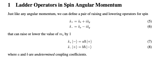 Solved 1 Ladder Operators in Spin Angular Momentum Just like | Chegg.com Solved 1 Ladder Operators in Spin Angular Momentum Just like | Chegg.com