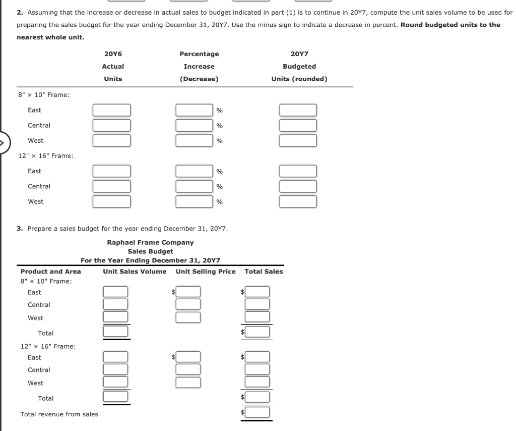 1. Compute the increase or decrease of actual unit | Chegg.com