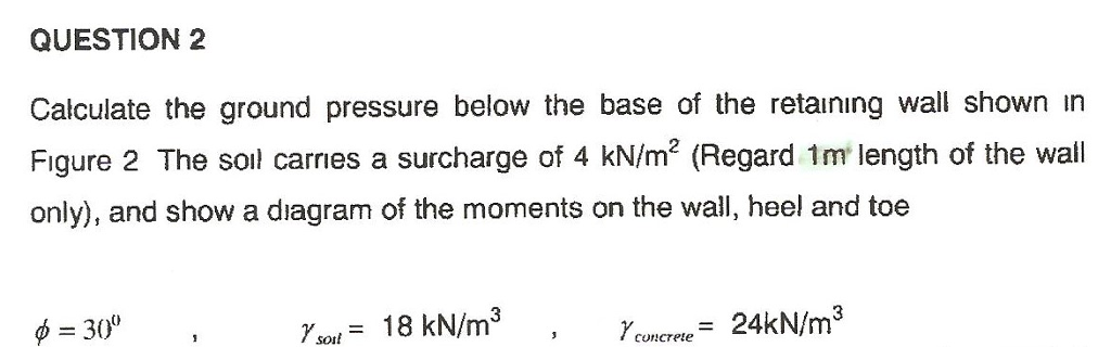 Solved QUESTION 2 Calculate the ground pressure below the | Chegg.com