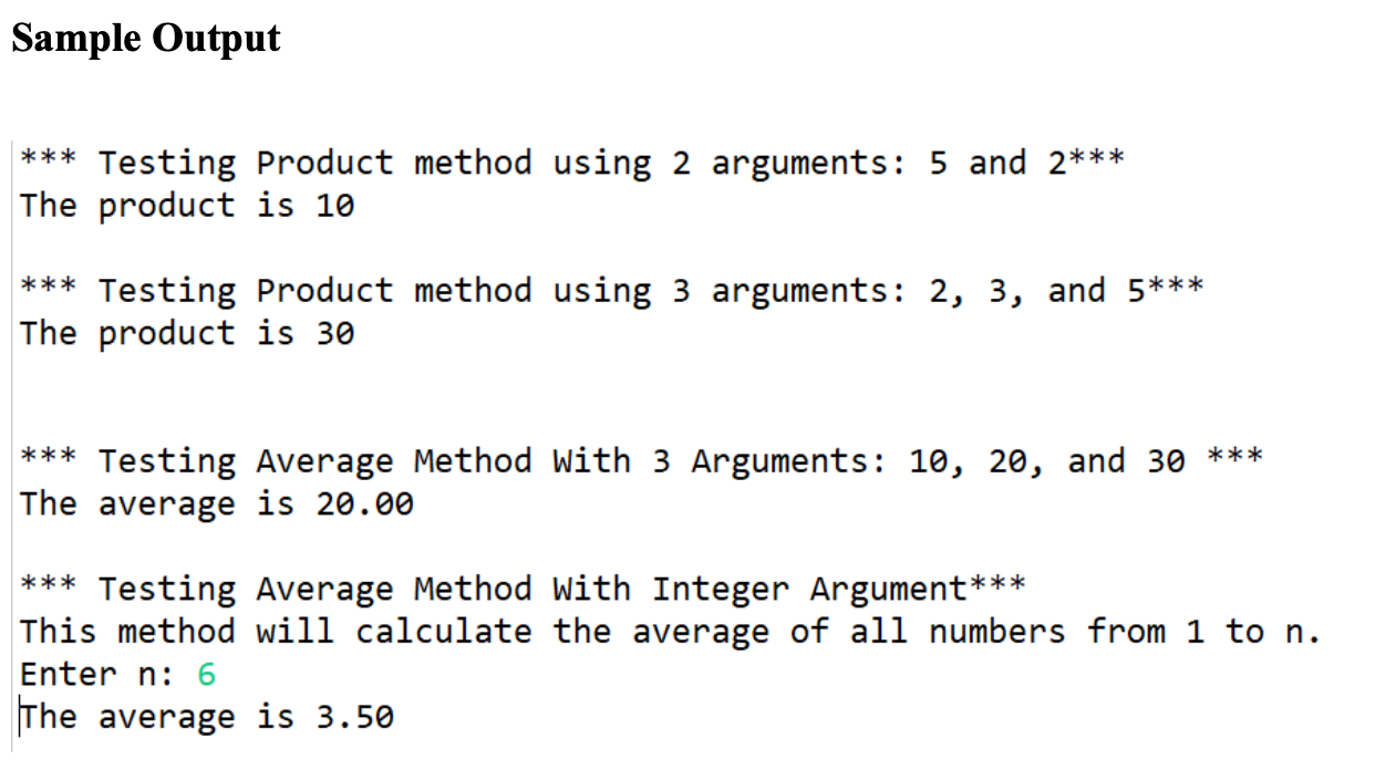 Sample Output *** Testing Product method using 2 | Chegg.com