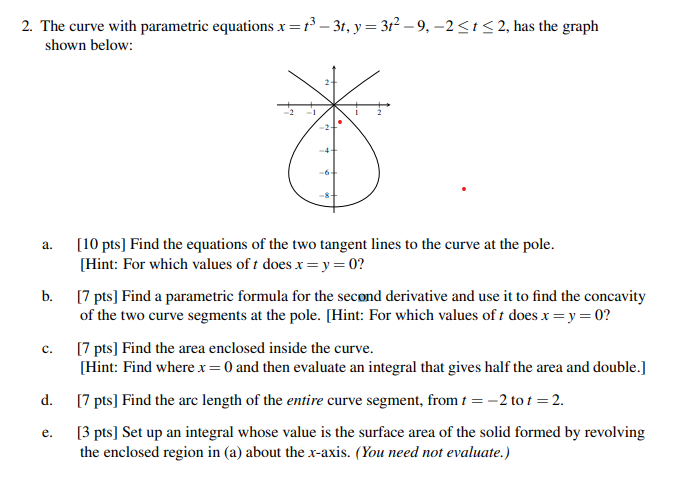 Solved 2. The curve with parametric equations x=13 - 3t, y = | Chegg.com