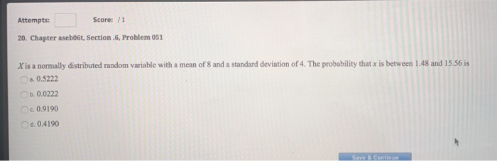 Solved Attempts: Score: /1 20. Chapter aseb06t, Section .6, | Chegg.com Solved Attempts: Score: /1 20. Chapter aseb06t, Section .6, | Chegg.com