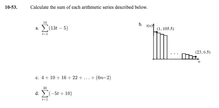 Solved 10-53. Calculate the sum of each arithmetic series | Chegg.com