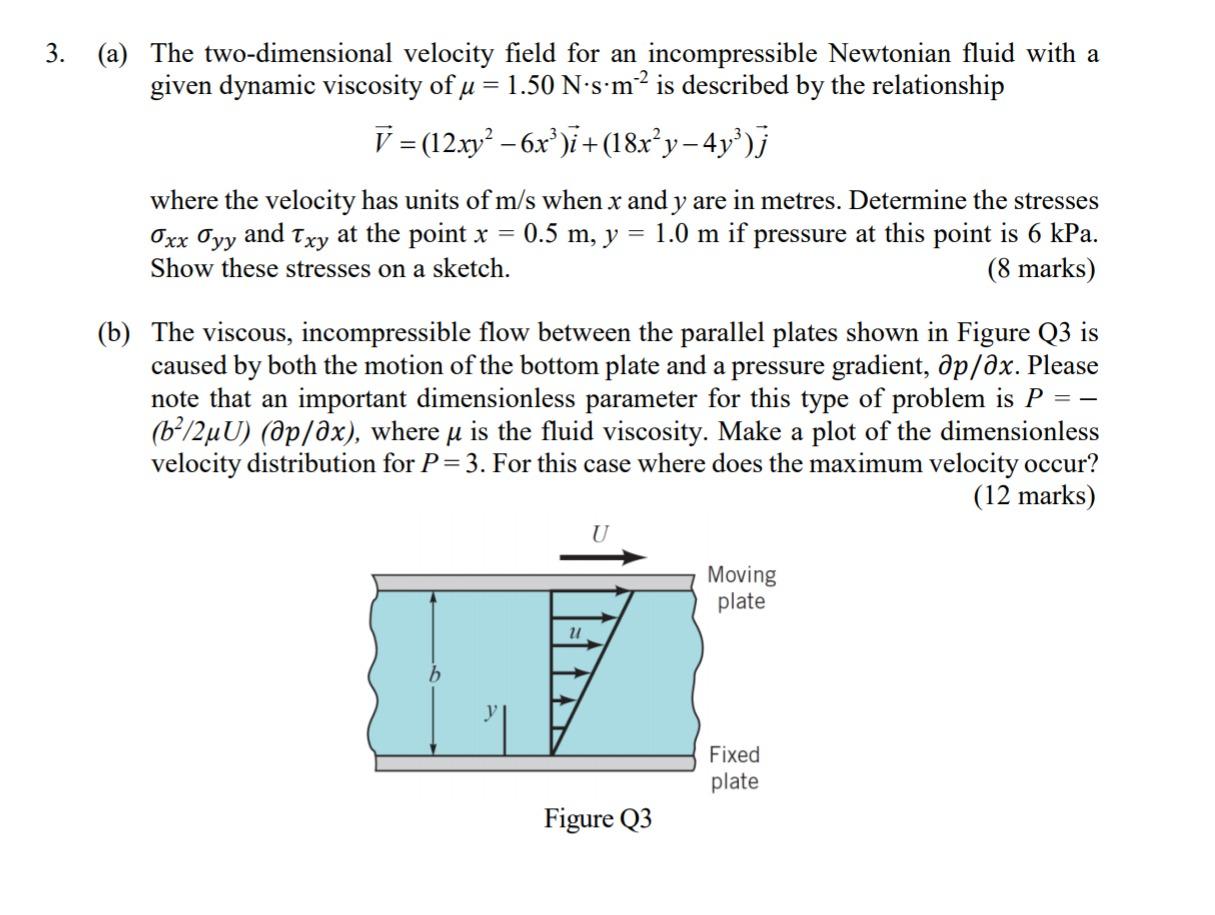 Solved 3. (a) The two-dimensional velocity field for an | Chegg.com
