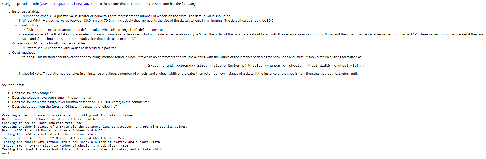 Solved In Java Public Class Question04 Public Static 4169