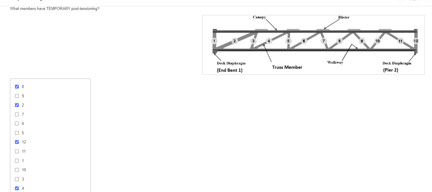 What members have TEMPORARY post-tensioning? | Chegg.com