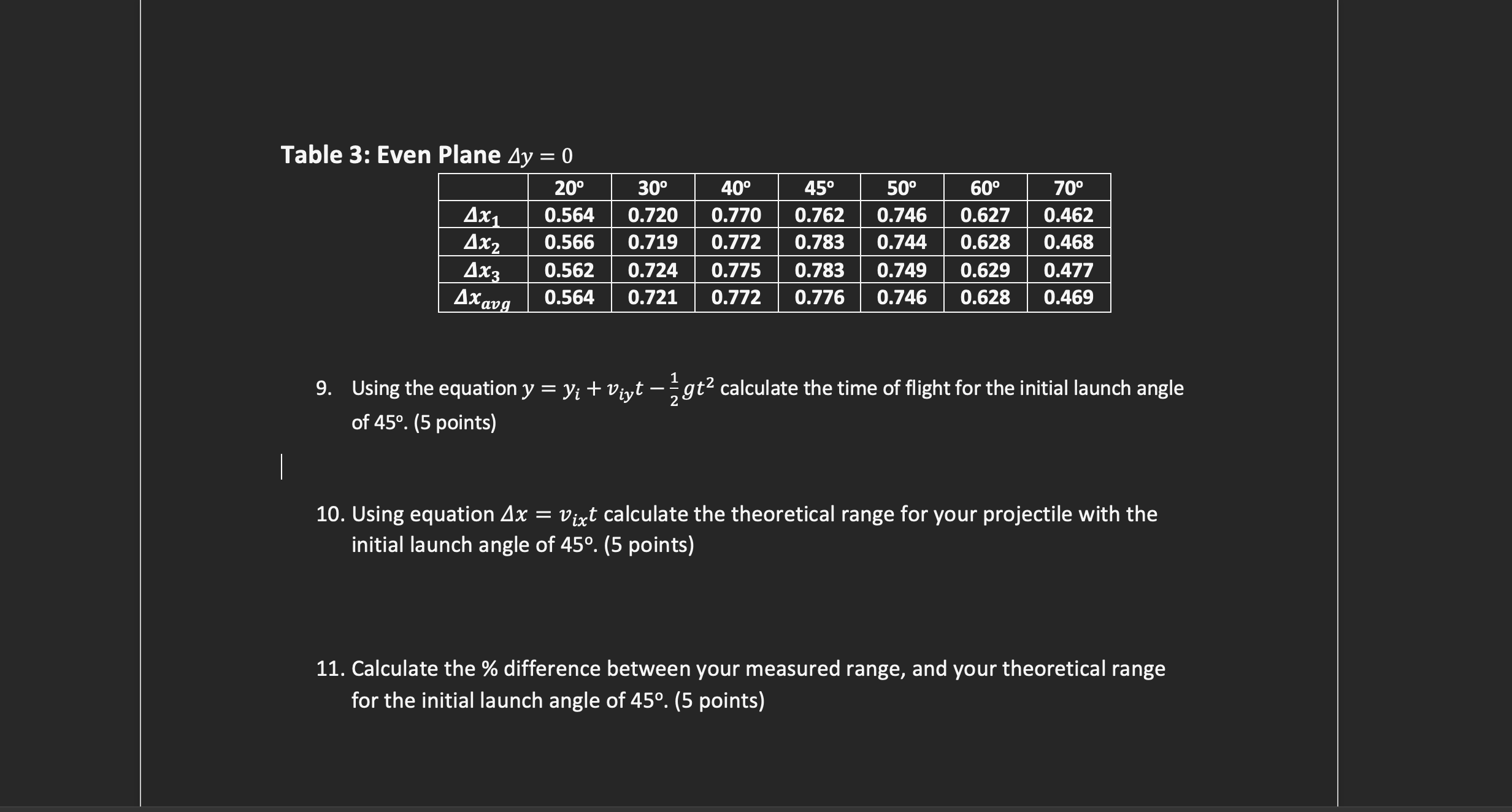 Using the equation calculate the time of flight for | Chegg.com