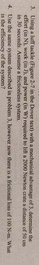 Solved 3. Using a luff tackle (Figure 2-7 in the Dover text) | Chegg.com