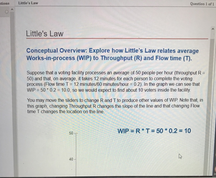 Solved tions Little's Law Question 1 of 1 Little's Law | Chegg.com