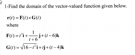 Solved 1-Find the domain of the vector-valued function given | Chegg.com
