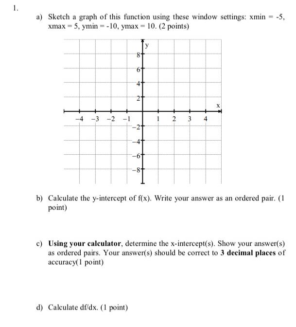 Solved 1. -5, a) Sketch a graph of this function using these | Chegg.com
