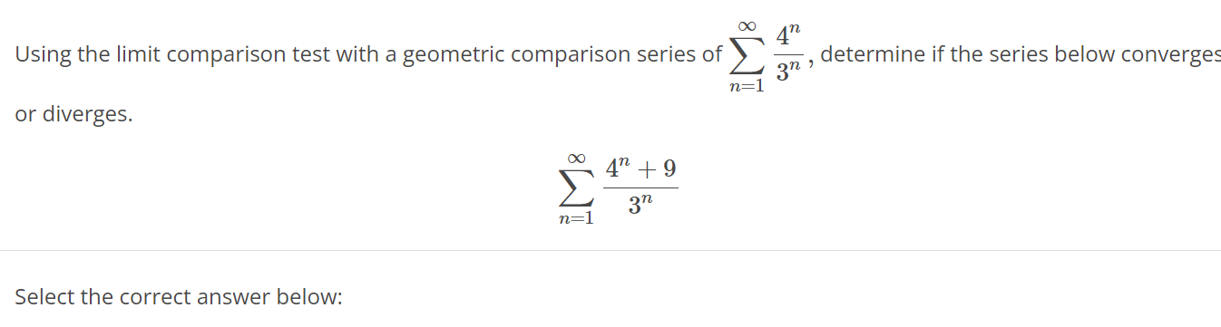 Solved Using the limit comparison test with a geometric | Chegg.com