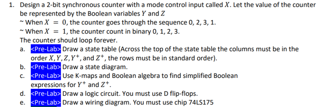 Design a 2-bit synchronous counter with a mode | Chegg.com