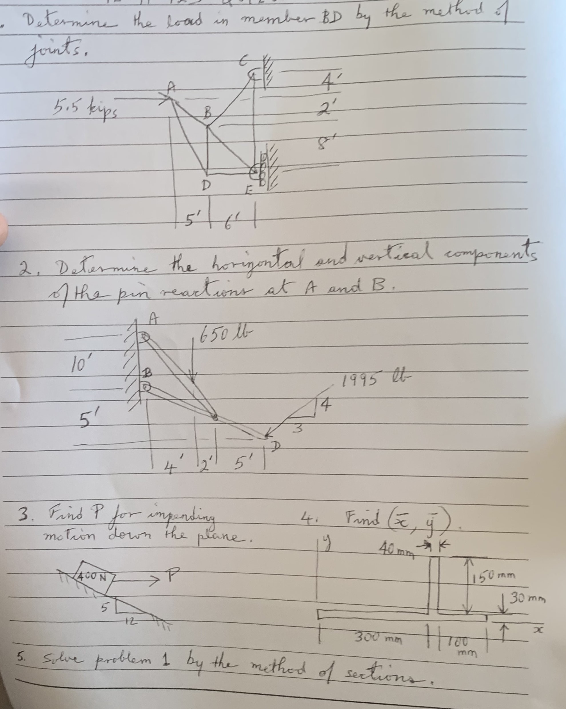 Solved Determine the load in member BD by the method of | Chegg.com