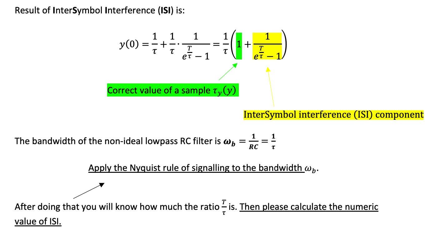 Solved Result of InterSymbol Interference (ISI) is: 1 1 1 1 | Chegg.com
