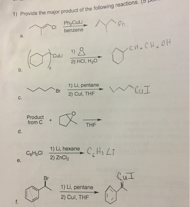 Solved 1) Provide the major product of the following | Chegg.com
