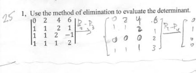 Solved Use the method of elimination to evaluate the | Chegg.com