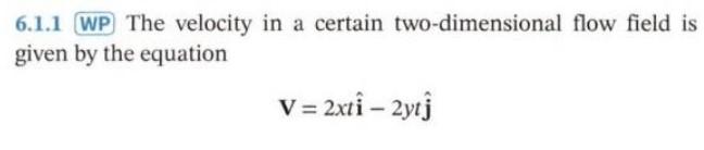 Solved 6.1.1 WP The velocity in a certain two-dimensional | Chegg.com