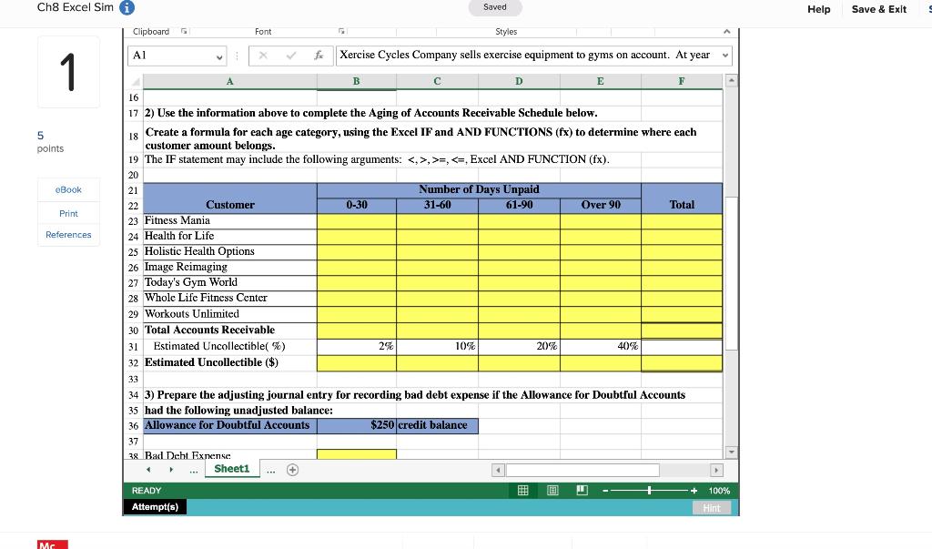 Solved Ch8 Excel Sim i Saved Help Save & Exit Subm Clipboard | Chegg.com