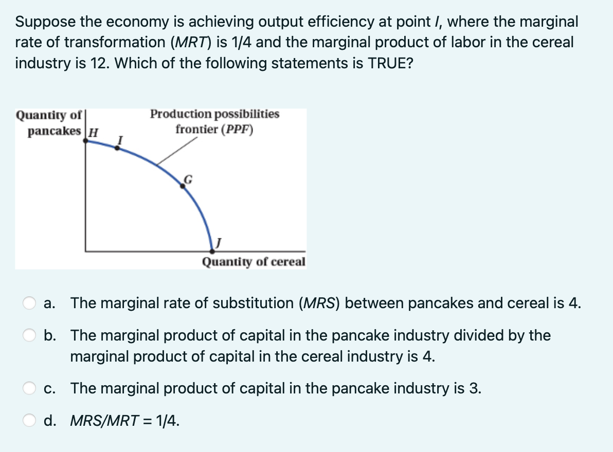 Solved Suppose the economy is achieving output efficiency at | Chegg.com