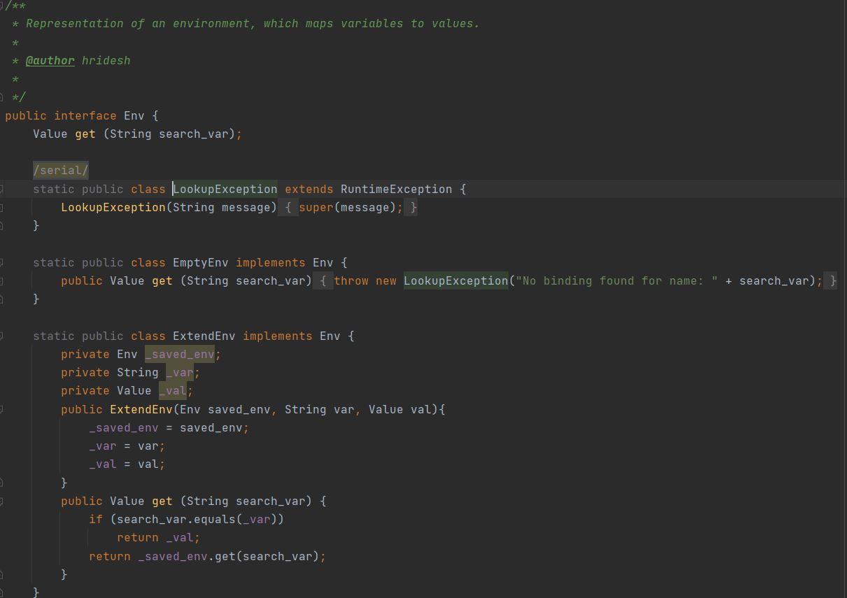 Solved [Environment] Extend the interpreter to support | Chegg.com