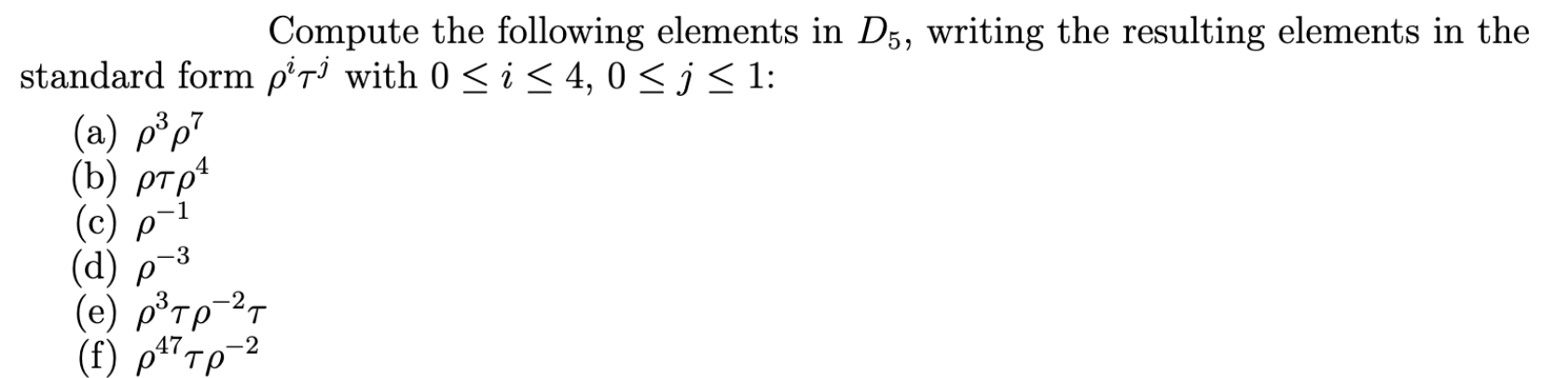 Solved Compute the following elements in D5, writing the | Chegg.com