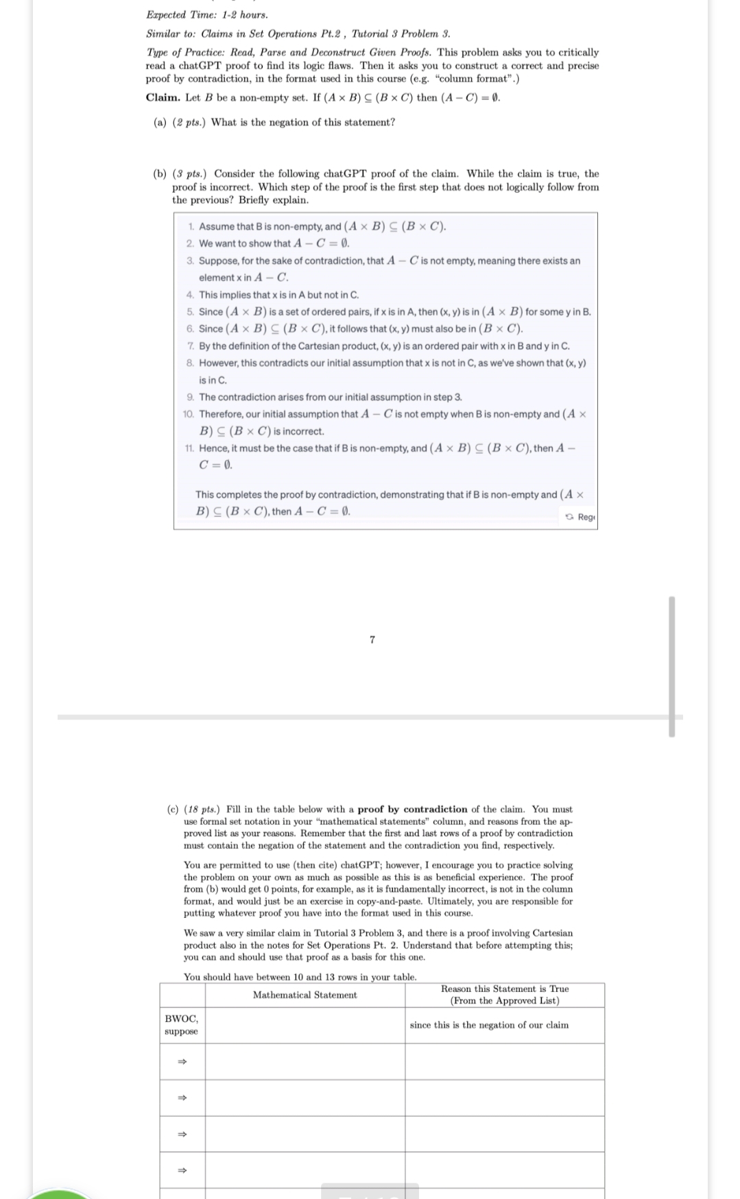 Solved Expected Time: 1-2 hours. Similar to: Claims in Set | Chegg.com
