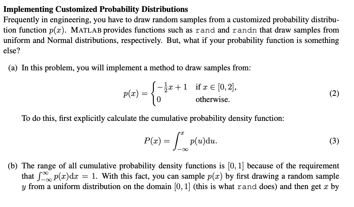 Implementing Customized Probability Distributions | Chegg.com