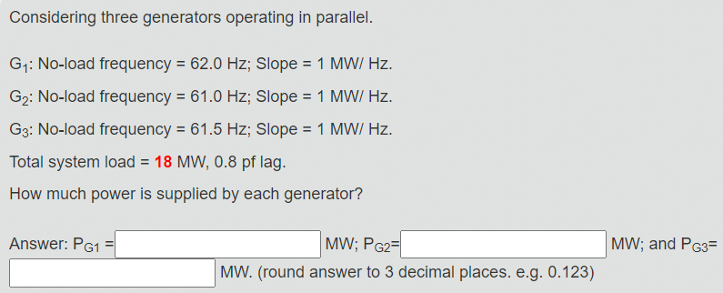 Solved Considering three generators operating in parallel. | Chegg.com