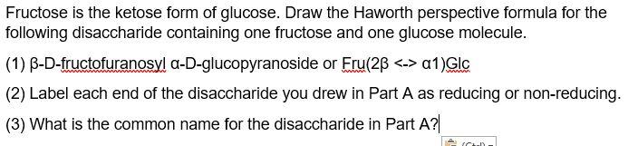 Solved Fructose is the ketose form of glucose. Draw the | Chegg.com