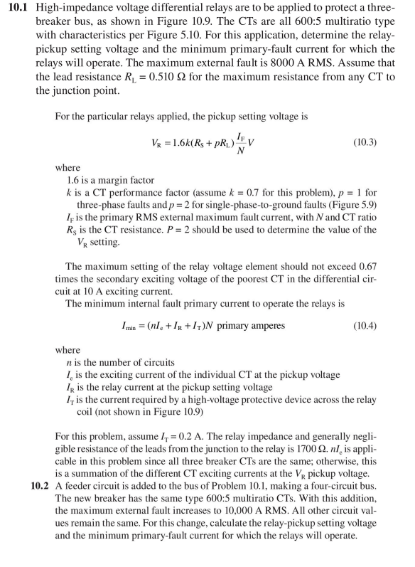 Solved 10.1 High-impedance voltage differential relays are | Chegg.com