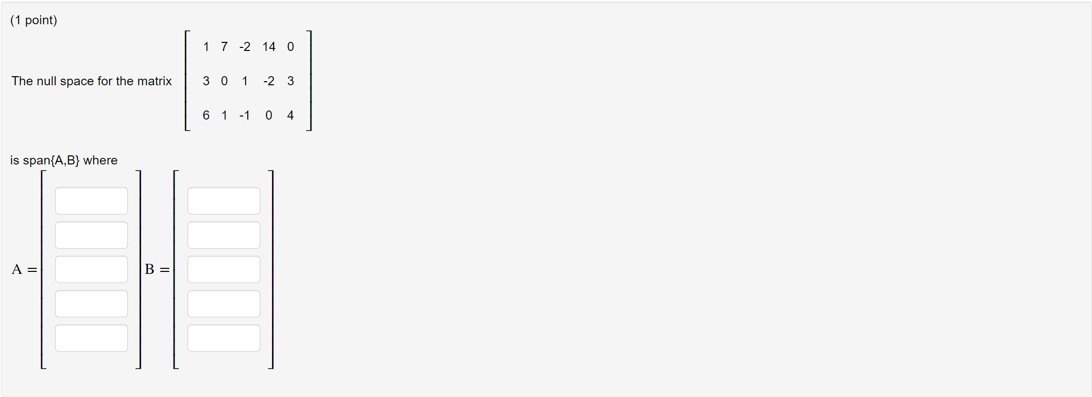 Solved (1 point) A is an m x n matrix. Check the true | Chegg.com