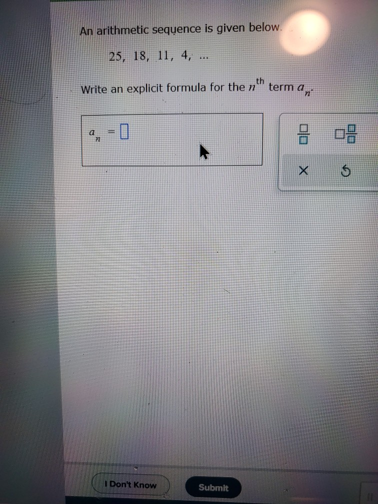 Solved An arithmetic sequence is given below. 25, 18, 11, 4, | Chegg.com