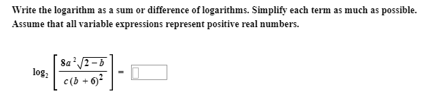 Solved Write the logarithm as a sum or difference of | Chegg.com