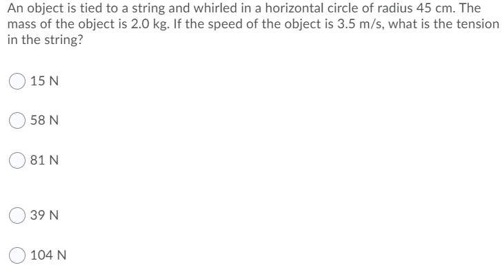 Solved An object is tied to a string and whirled in a | Chegg.com