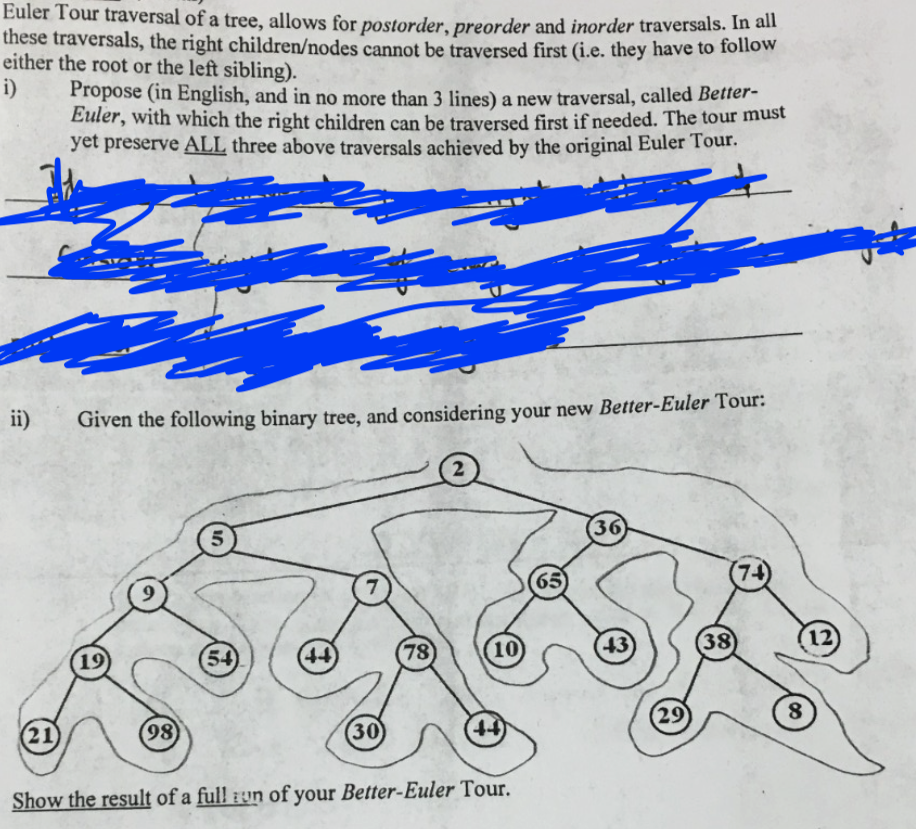 Solved Euler Tour Traversal Of A Tree Allows For Postorder 