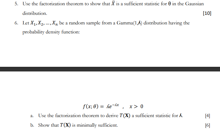 Solved 5. Use the factorization theorem to show that Xˉ is a | Chegg.com