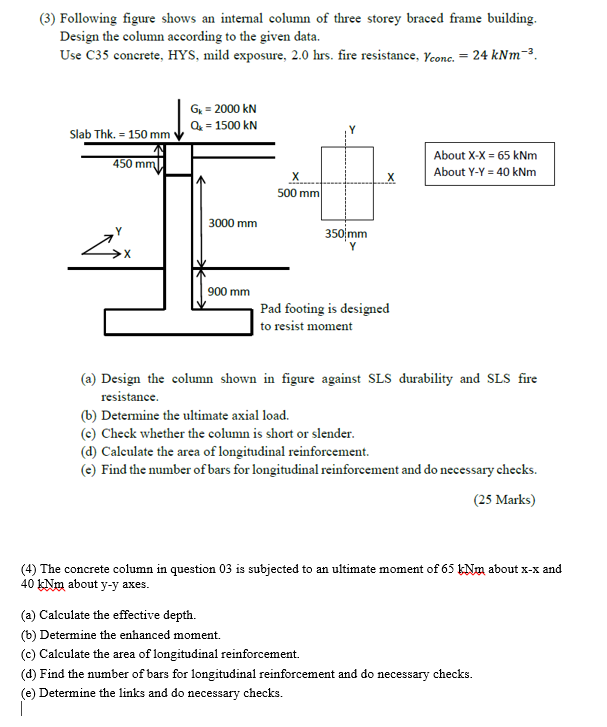 Solved (3) Following figure shows an internal column of | Chegg.com
