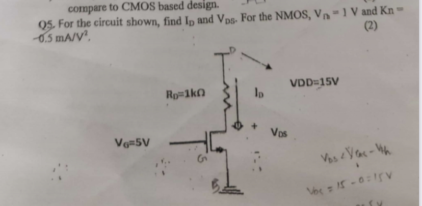 compare to CMOS based design. Q5. For the circuit | Chegg.com compare to CMOS based design. Q5. For the circuit | Chegg.com